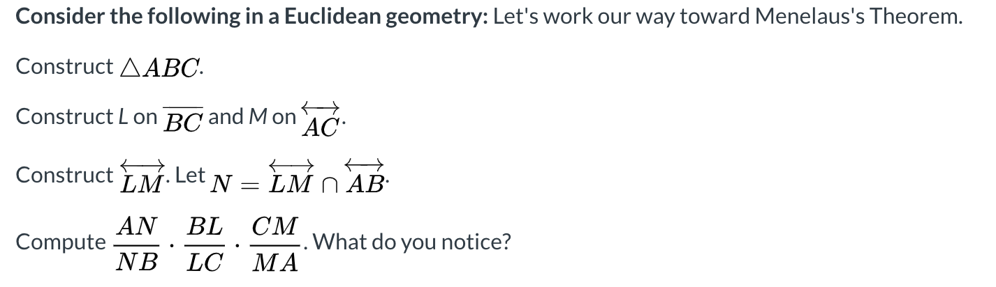 Solved Consider the following in a Euclidean geometry: Let's | Chegg.com
