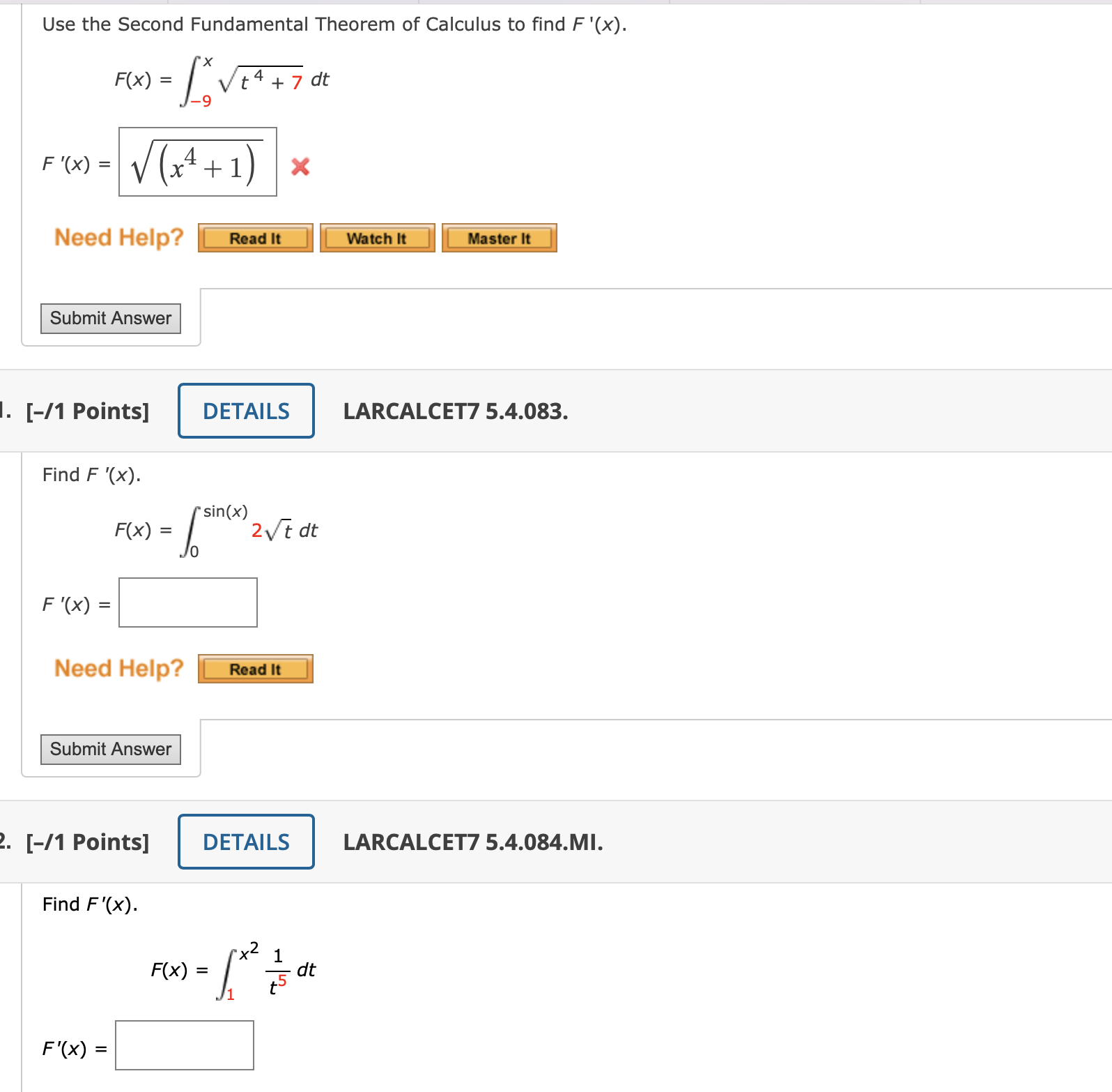 Solved Use the Second Fundamental Theorem of Calculus to | Chegg.com