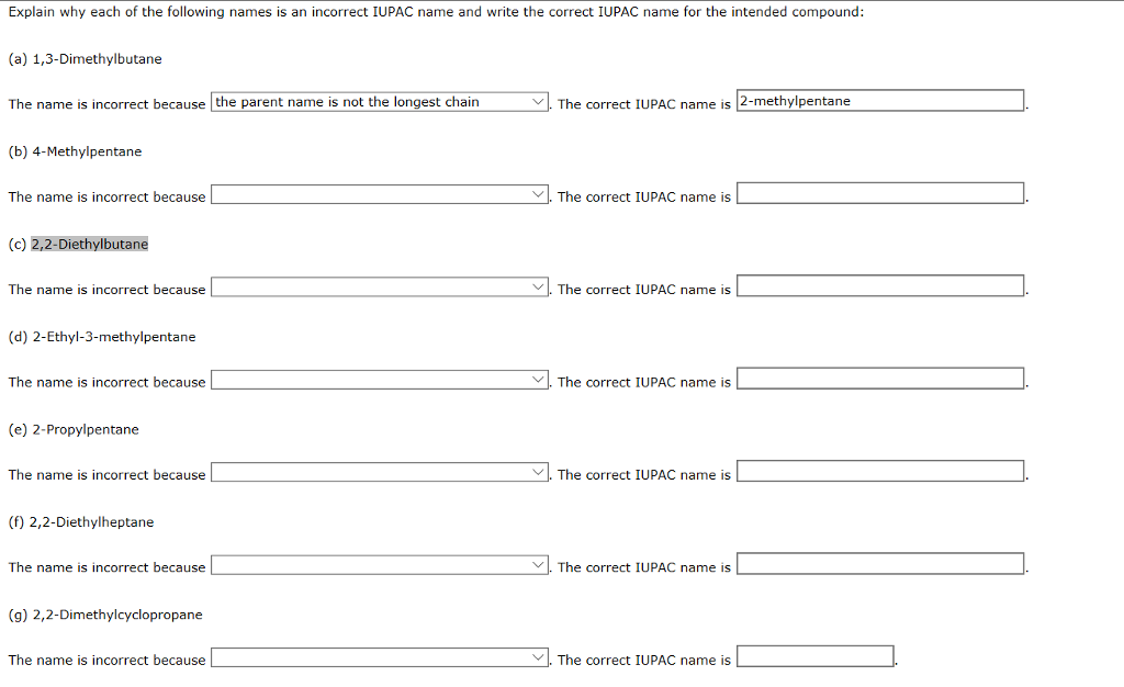 Solved Explain why each of the following names is an | Chegg.com