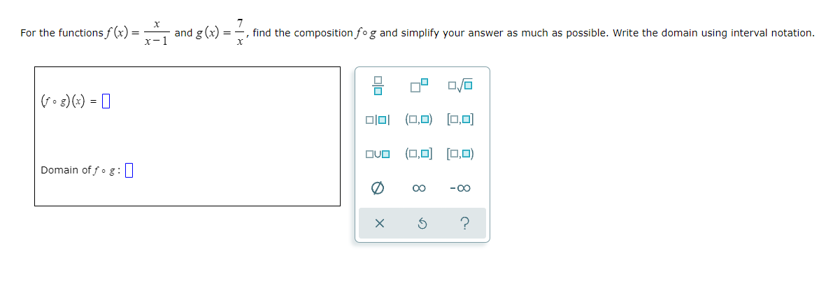 Solved For the functions f(x) = (fog)(x) = Domain of fog : - | Chegg.com