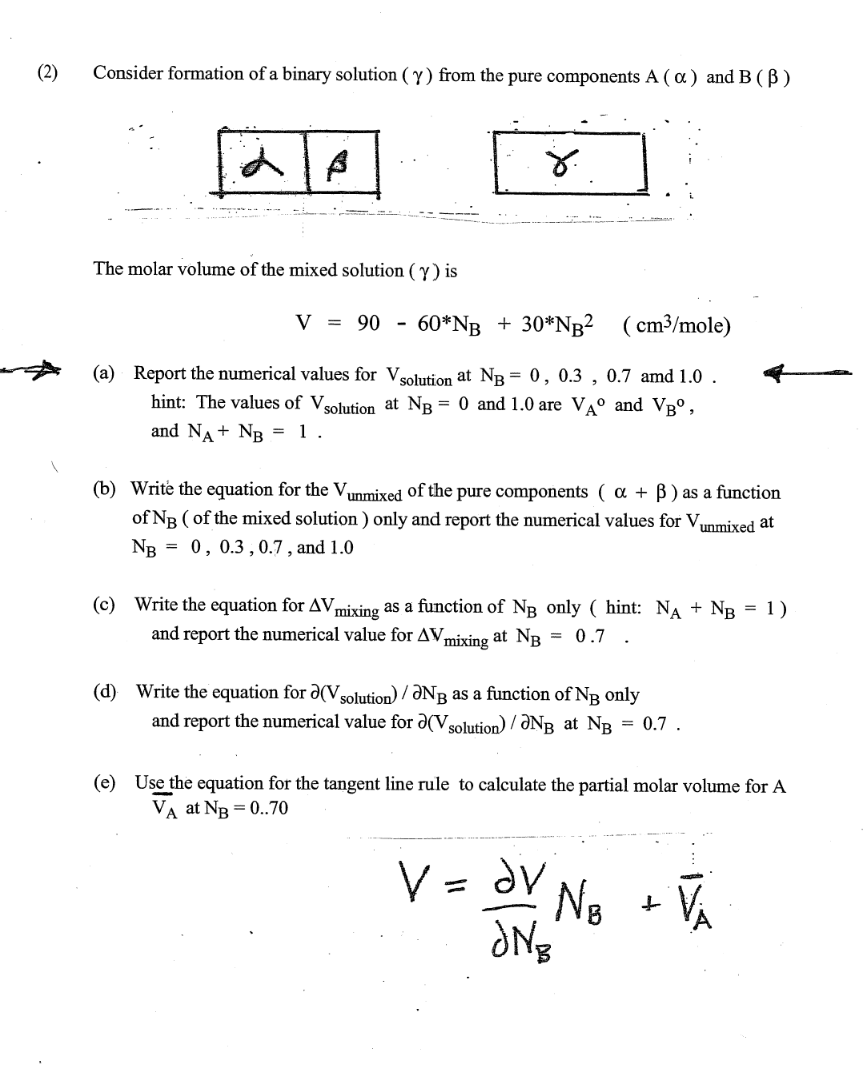 Solved Consider formation of a binary solution ( γ ) from | Chegg.com
