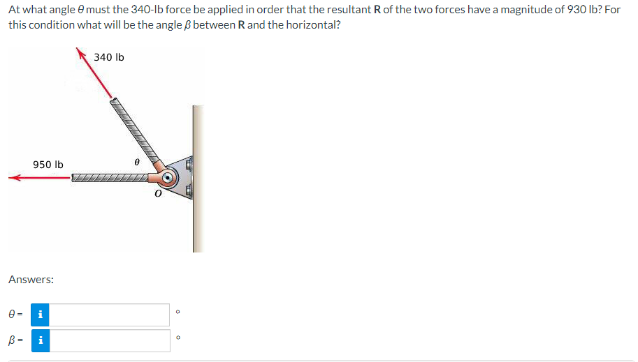 Solved At what angle must the 340-Ib force be applied in | Chegg.com
