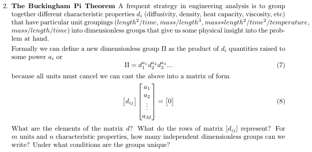 Solved The Buckingham Pi Theorem A frequent strategy in | Chegg.com