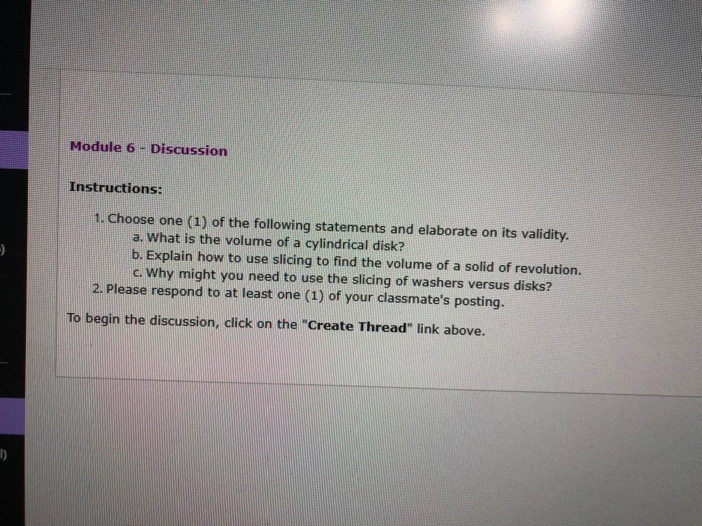 Solved Module 6 Discussion Instructions 1 Choose One 1
