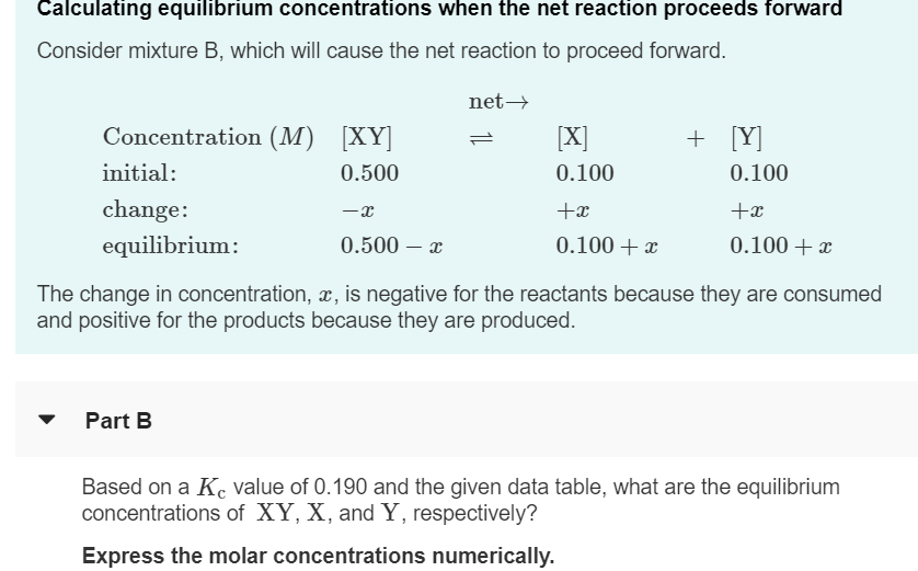 Solved Calculating equilibrium concentrations when the net | Chegg.com