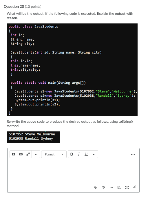Solved For the questions below: Assume this Student class: | Chegg.com