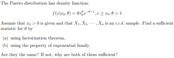 Solved The Pareto Distribution Has Density Function