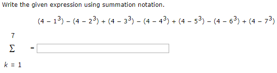 Solved Write the given expression using summation notation. | Chegg.com