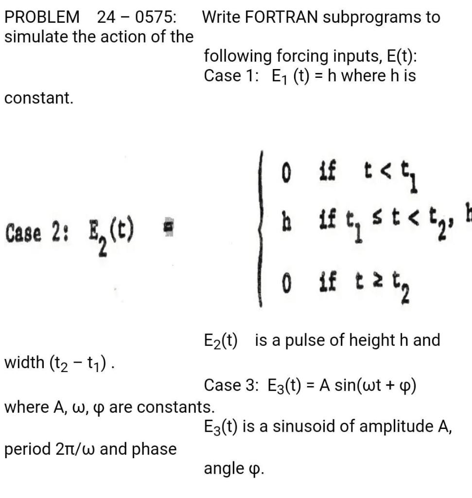 Solved - PROBLEM 24 - 0575: Write FORTRAN subprograms to | Chegg.com