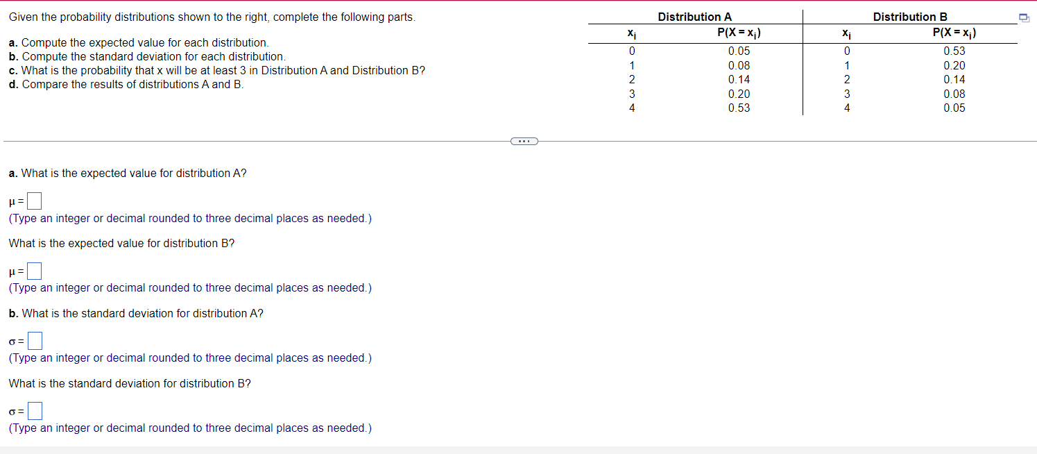 Solved Given the probability distributions shown to the | Chegg.com