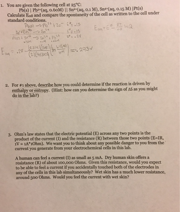 Solved You Are Given The Following Cell At 25 Degree C