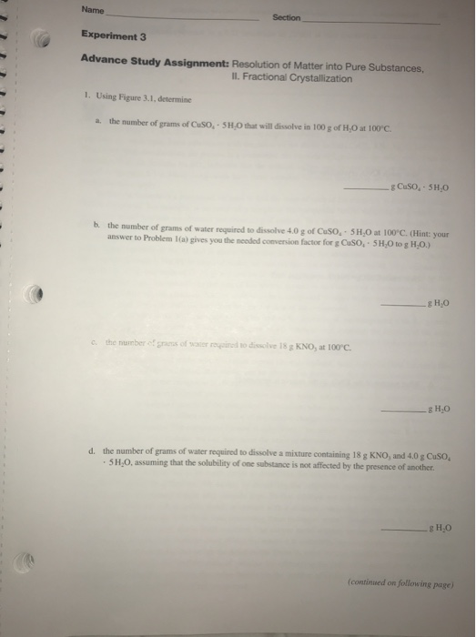 Solved 27 Name Section Experiment 3 Advance Study | Chegg.com