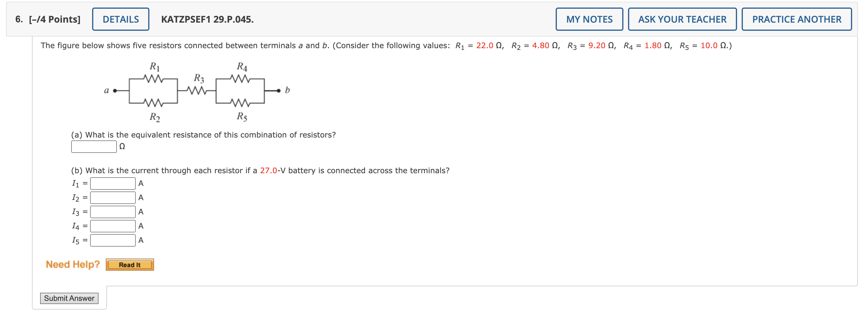 Solved igure below shows five resistors connected between | Chegg.com