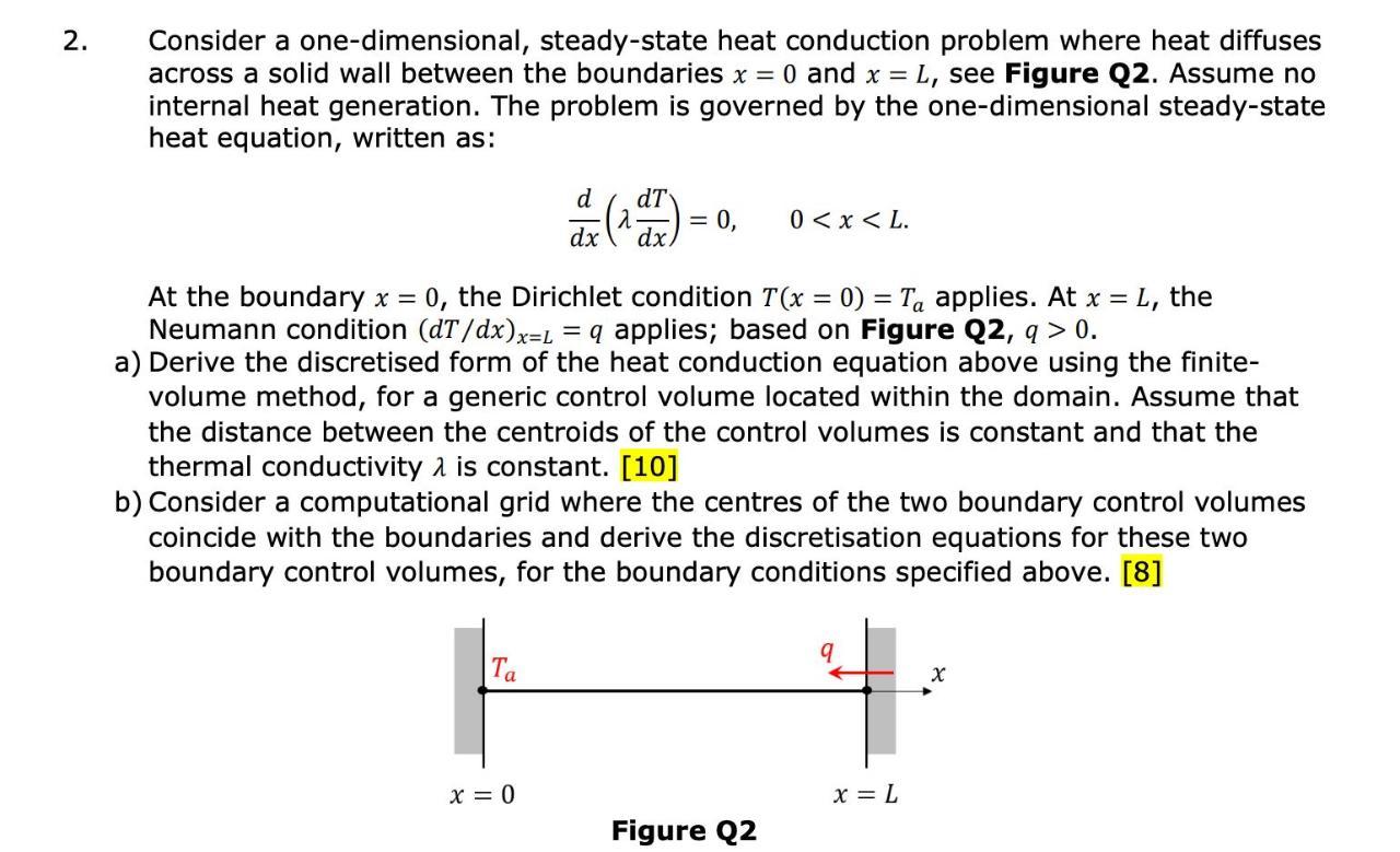 Solved 2. = Consider a one-dimensional, steady-state heat | Chegg.com