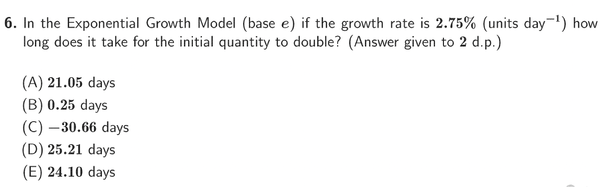 Solved In the Exponential Growth Model (base e ) ﻿if the | Chegg.com