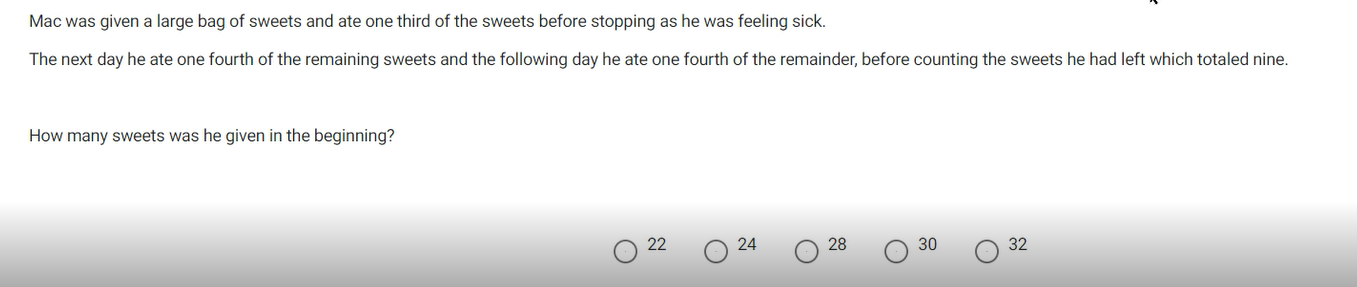 Solved Mac was given a large bag of sweets and ate one third | Chegg.com