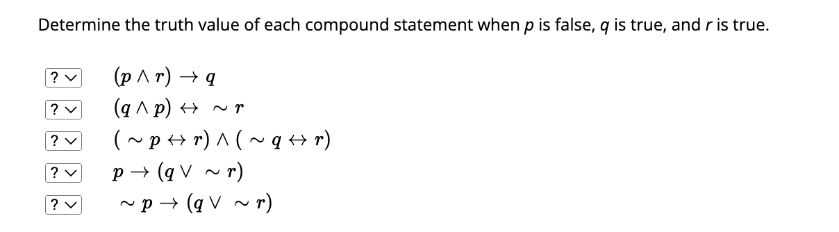 Solved Determine the truth value of each compound statement | Chegg.com