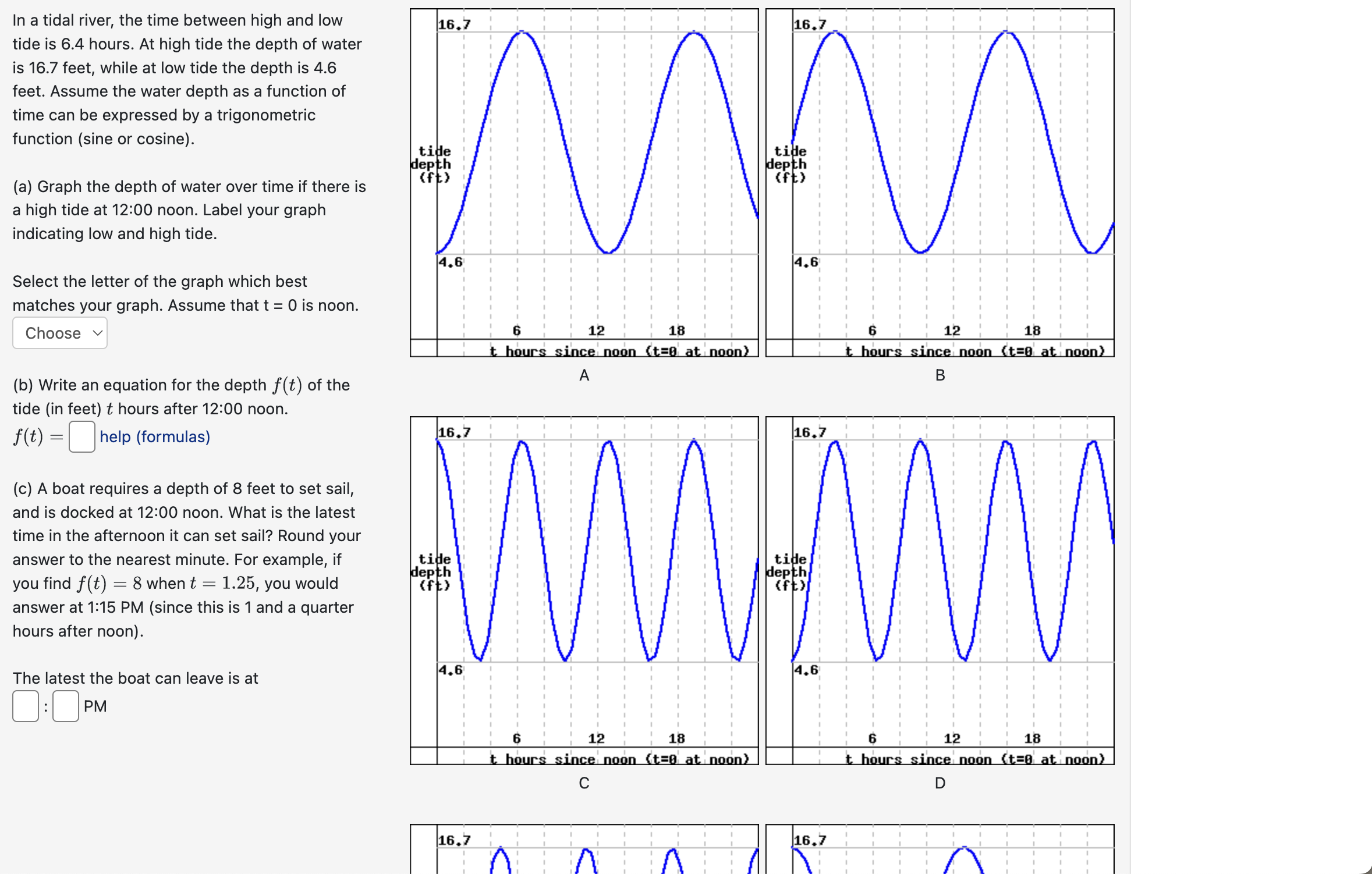 Solved In a tidal river, the time between high and lowtide | Chegg.com