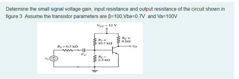 Solved Determine the small signal voltage gain, input | Chegg.com
