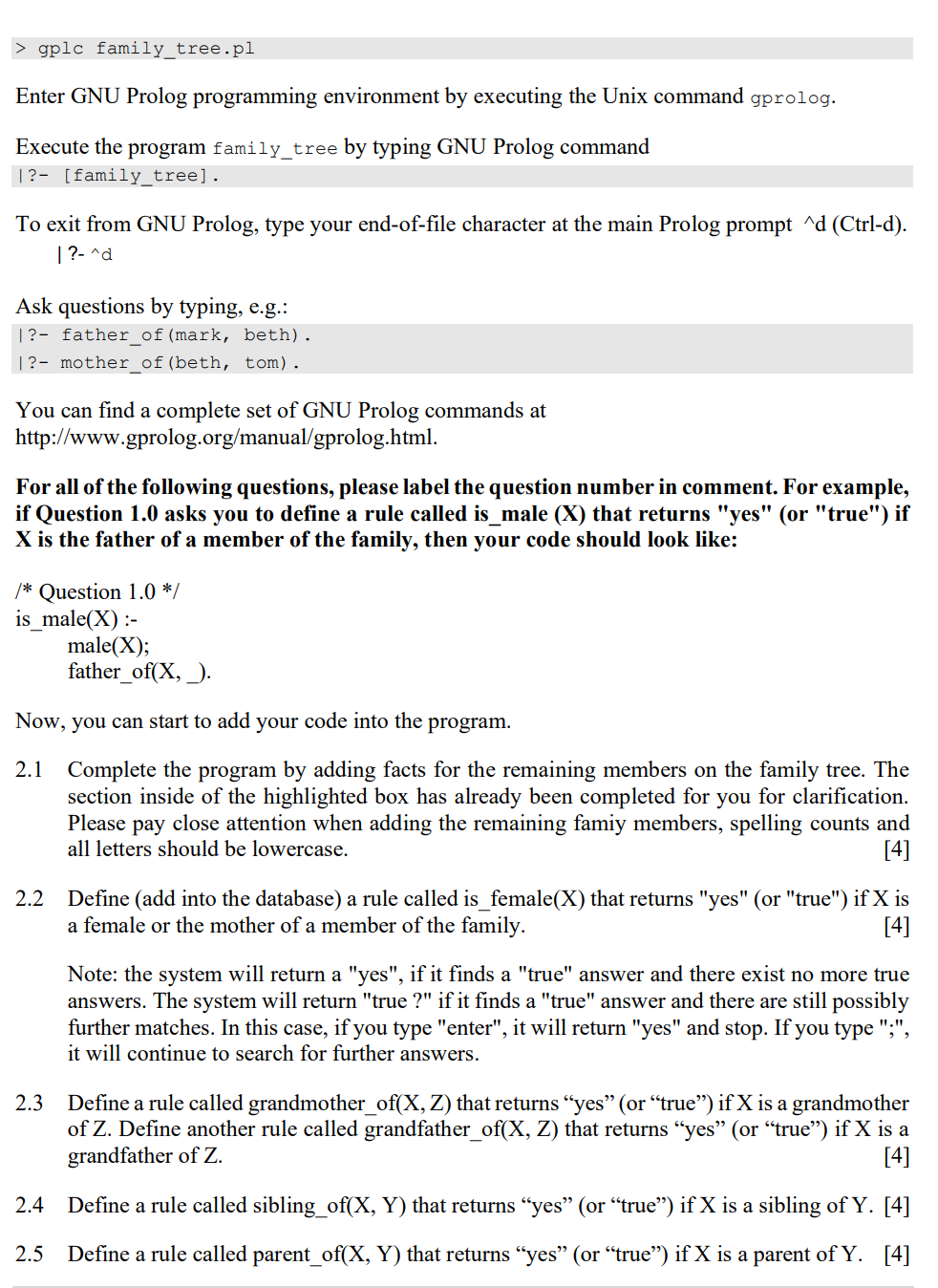 Solved 2. Consider the following diagram of a family tree: | Chegg.com