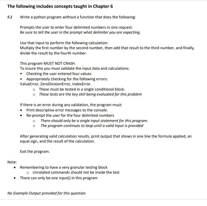 Solved 5.3 The following includes concepts taught in Chapter | Chegg.com