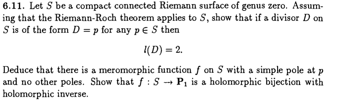 Solved 6 11 Let S Be A Compact Connected Riemann Surface Of