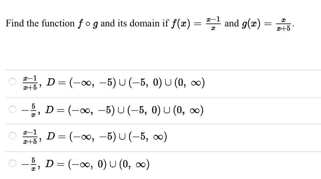 Solved Find the function f∘g and its domain if f(x)=xx−1 and | Chegg.com