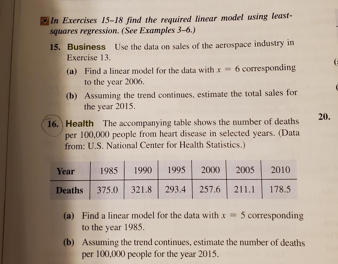 Solved In Exercises 15-18 find the required linear model | Chegg.com