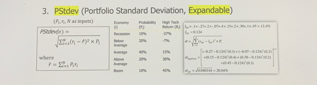 3. PStdev (Portfolio Standard Deviation, Expandable) | Chegg.com