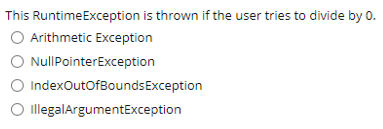 Solved JAVA: This RuntimeException is thrown if the user | Chegg.com