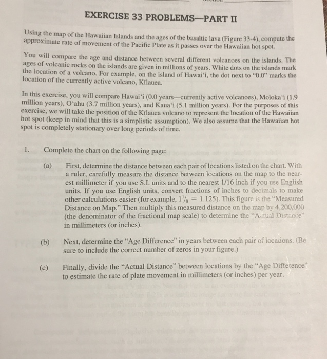 EXERCISE 33 PROBLEMS-PART II Using the map of the | Chegg.com