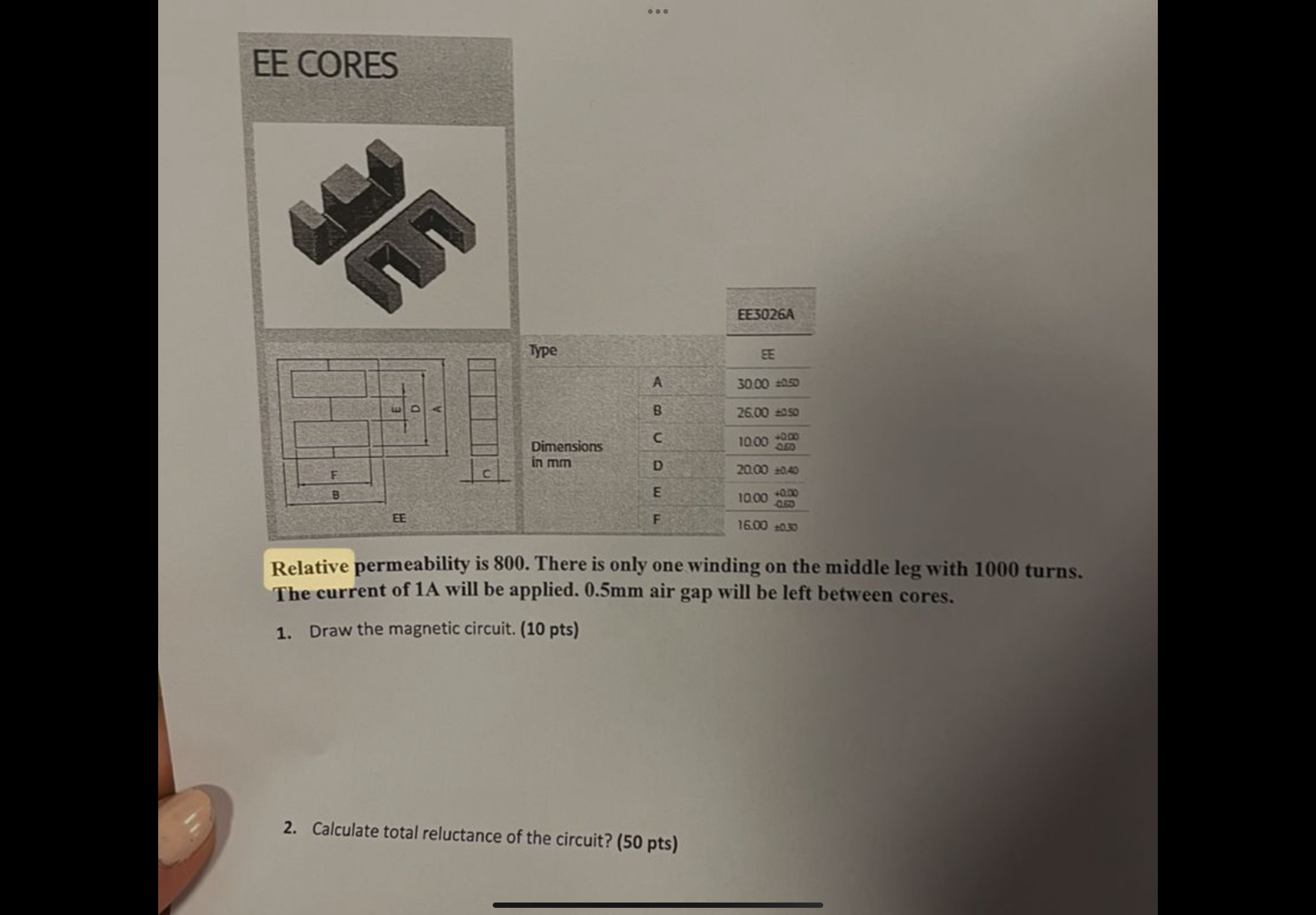 Solved EE CORES Relative permeability is 800 . ﻿There is | Chegg.com