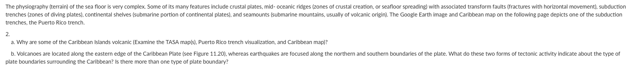Solved trenches, the Puerto Rico trench. 2. a. Why are some | Chegg.com