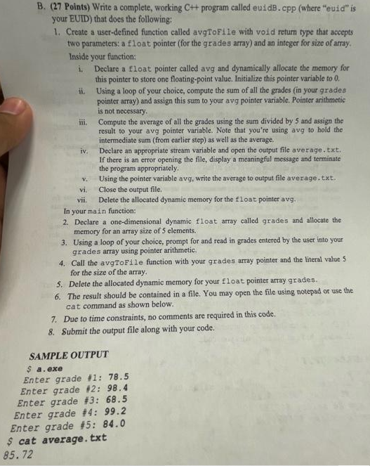Solved B 27 Points Write A Complete Working C Program 