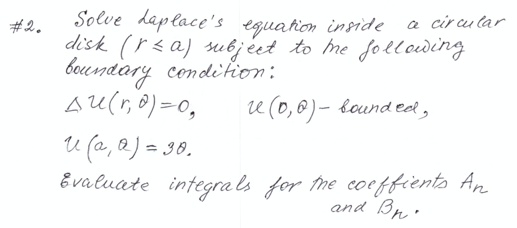 Solved 2. Solve Laplace's equation inside a circular disk | Chegg.com