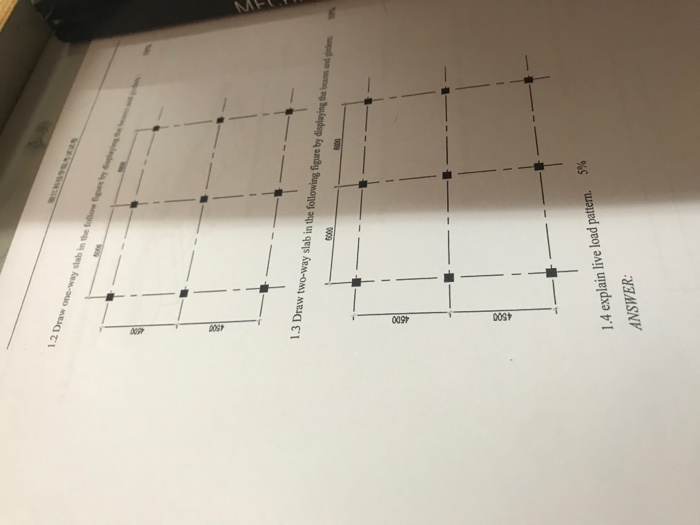 Solved 1.2 Draw 13 Draw two-way 1.4 explain live load | Chegg.com