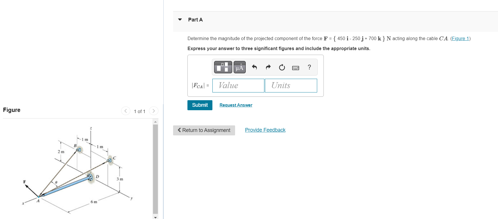 Solved Determine the magnitude of the projected component of | Chegg.com