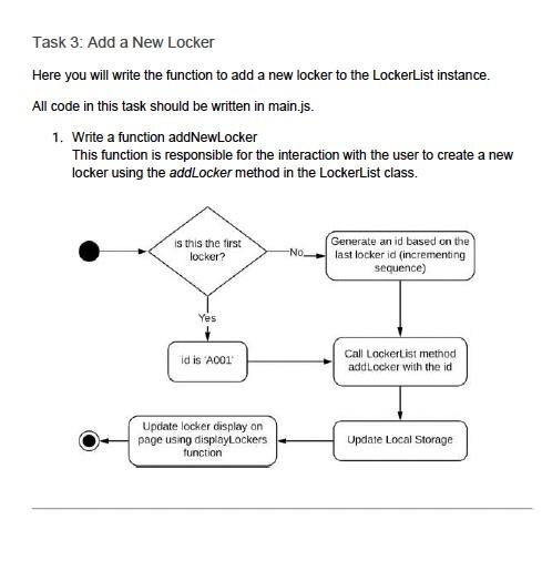 Solved Task 3: Add a New Locker Here you will write the | Chegg.com