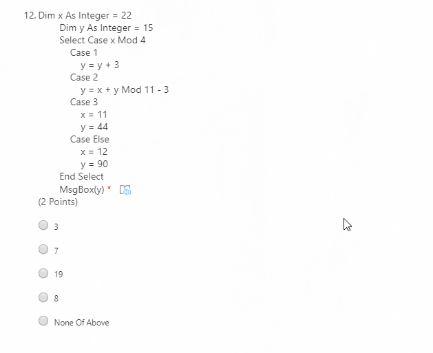 Solved 12 Dim X As Integer 22 Dim Y As Integer 15 