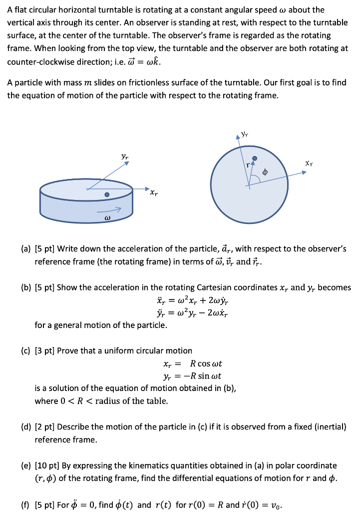 Solved A flat circular horizontal turntable is rotating at a | Chegg.com
