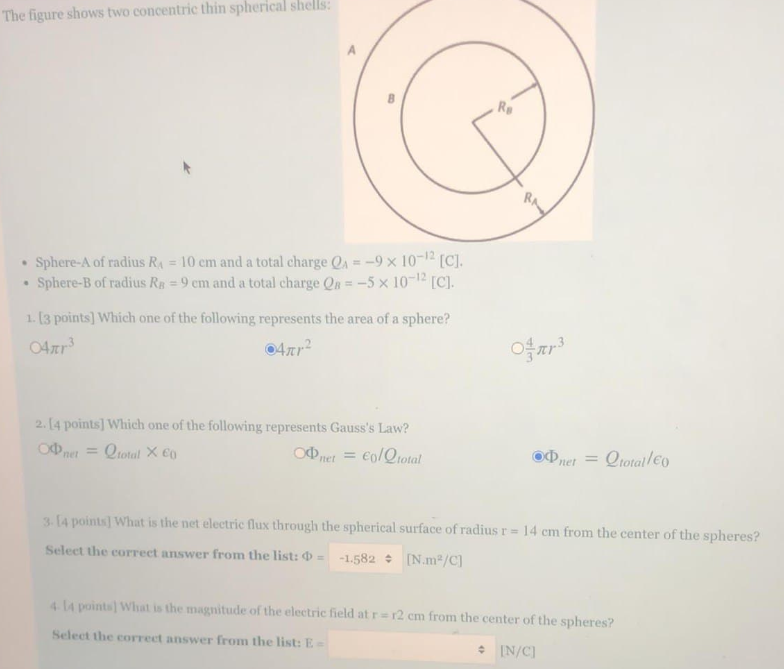 Solved The figure shows two concentric thin spherical | Chegg.com