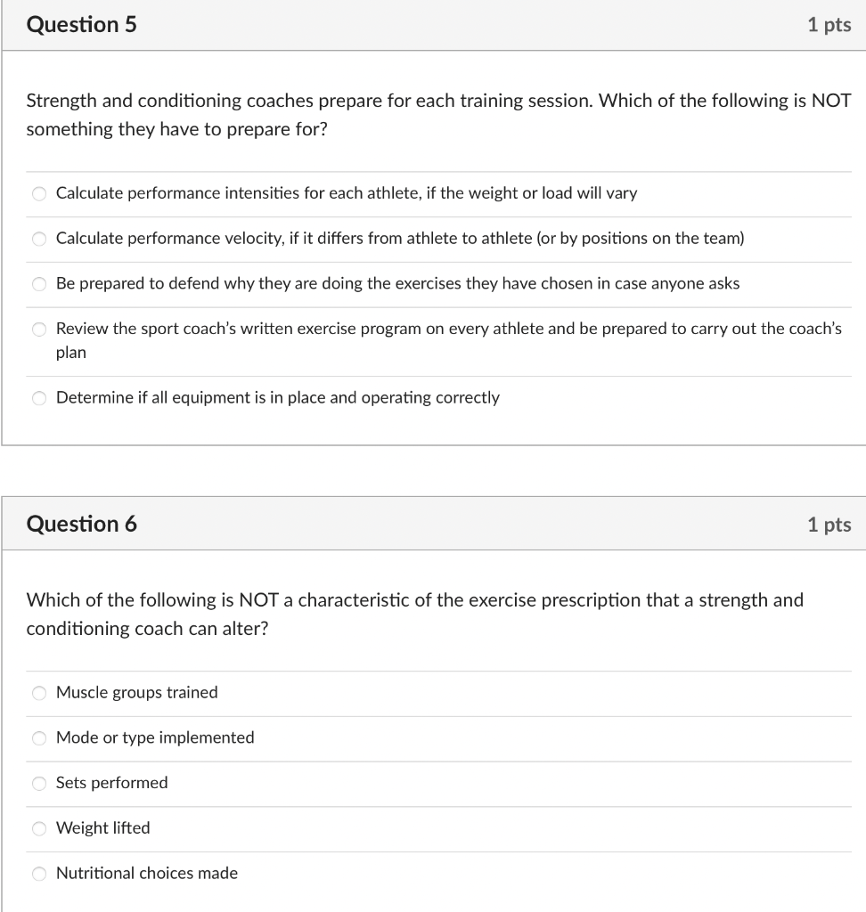 Solved Strength and conditioning coaches prepare for each | Chegg.com