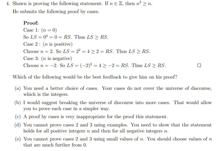 Solved Shawn is proving the following statement: If n∈Z, | Chegg.com