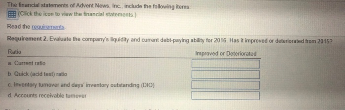 Solved The financial statements of Advent News, Inc., | Chegg.com