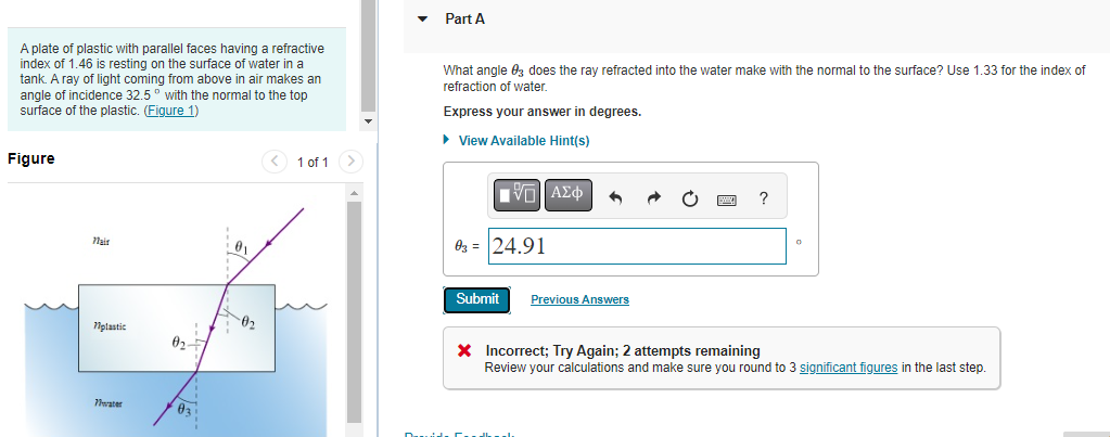 Solved A plate of plastic with parallel faces having a | Chegg.com