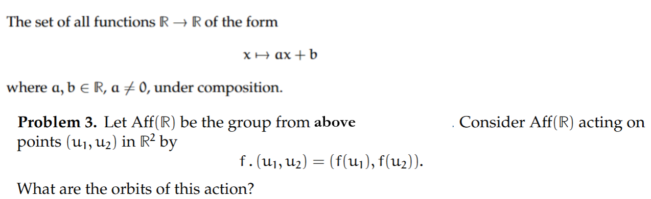 Solved The set of all functions R→R ﻿of the formx|→ax+bwhere | Chegg.com