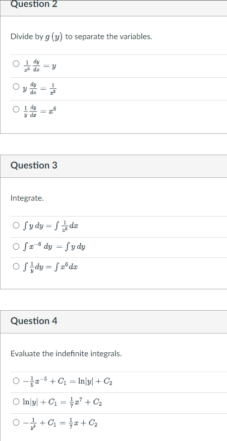 Solved Divide by g(y) to separate the variables. | Chegg.com