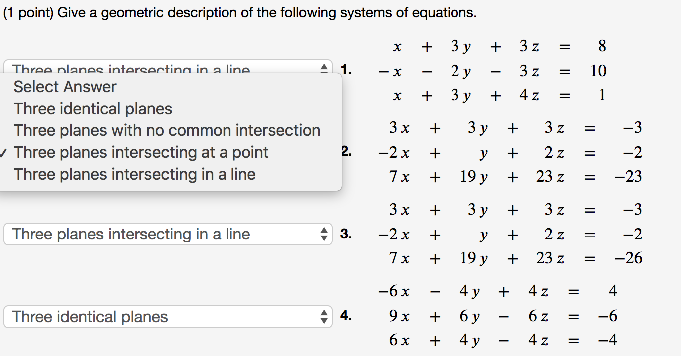 Solved (1 point) Give a geometric description of the | Chegg.com