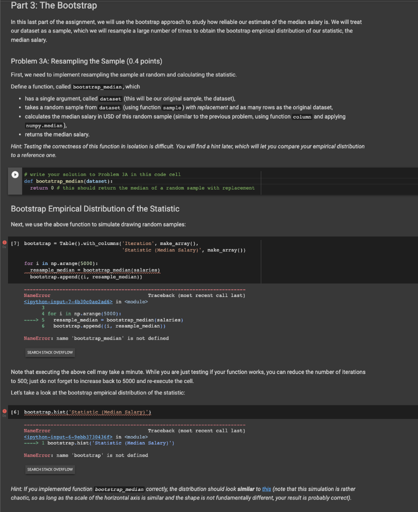 Part 3: The Bootstrap In this last part of the | Chegg.com