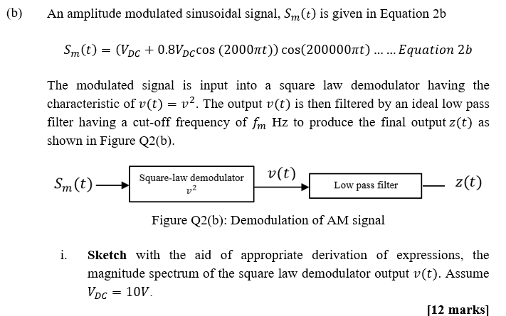 Solved 2. (a) A product modulator is shown in Figure 2(a). | Chegg.com